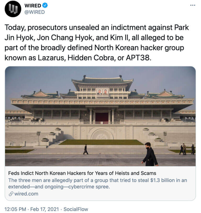 North Korean Hackers Charged After 11 Year, Billion Dollar Plot